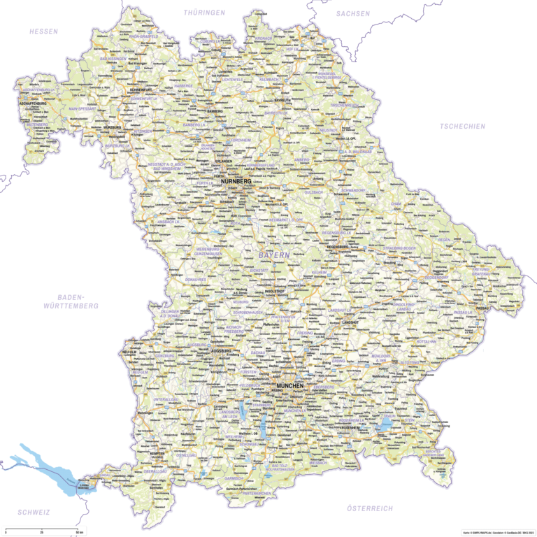 Faszinierend Landkarte Bayern Mit Stdten Bilder